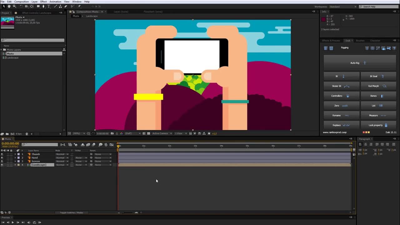 Motion Graphics, After Effect Motion Graphic Tutorial, Hands With Phone ...