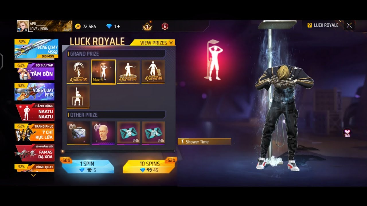 New Shower Time Emote Luck Royal Event update Shower Time - YouTube