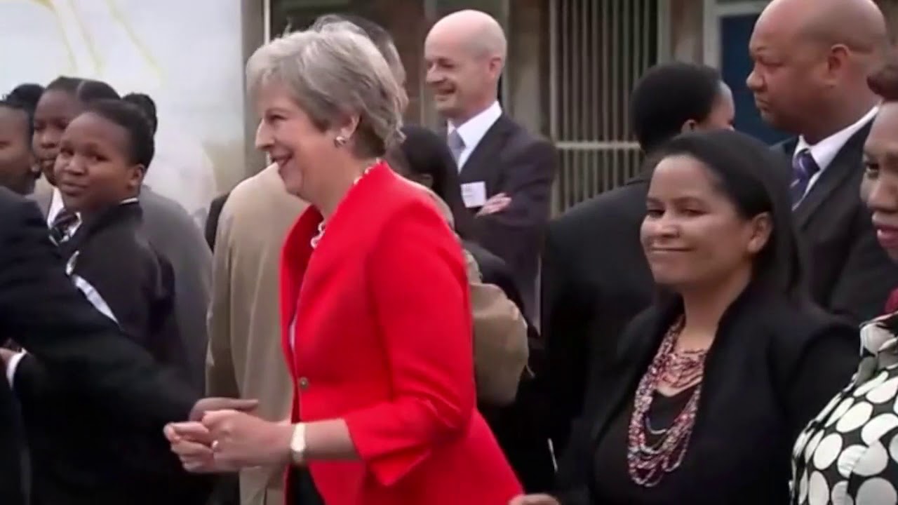 Theresa May dancing to Thomas the tank engine - YouTube