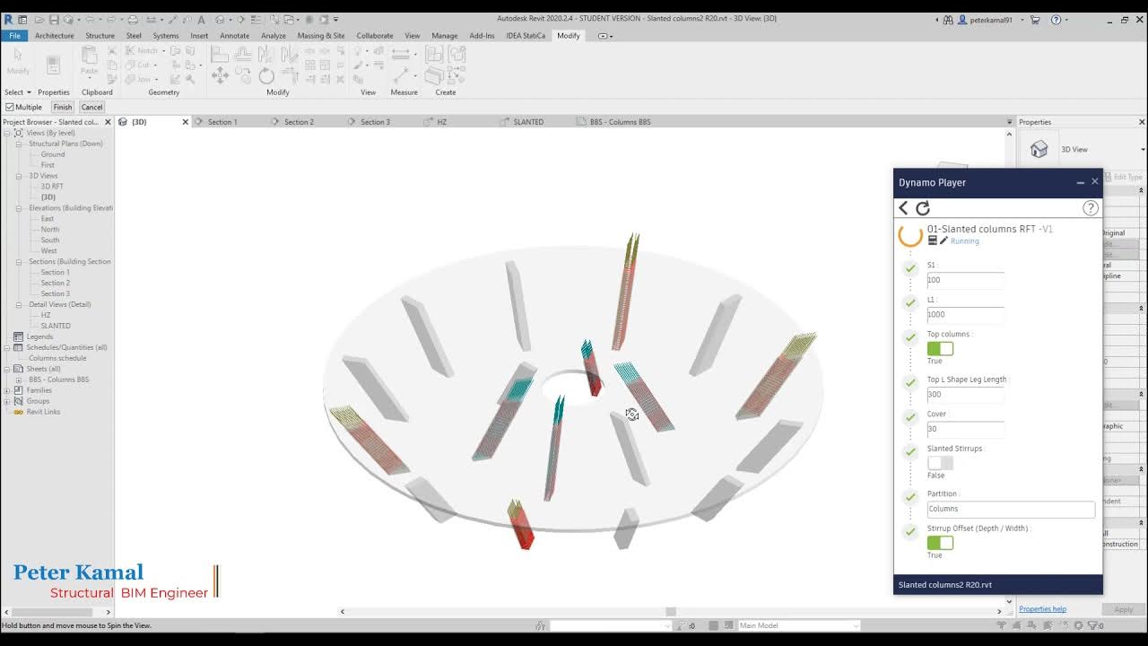 Slanted Columns Reinforcement in Revit using Dynamo - YouTube