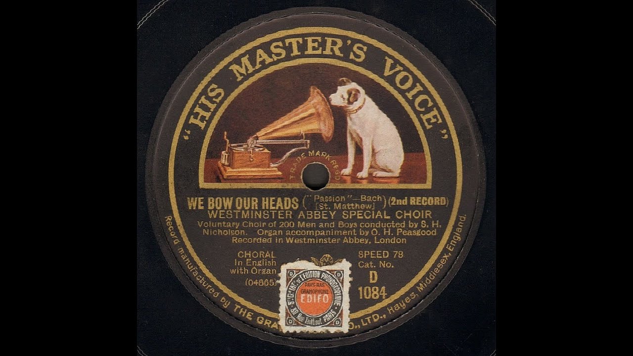 Sydney Nicholson - Bach HMV D1084 1926 live - YouTube