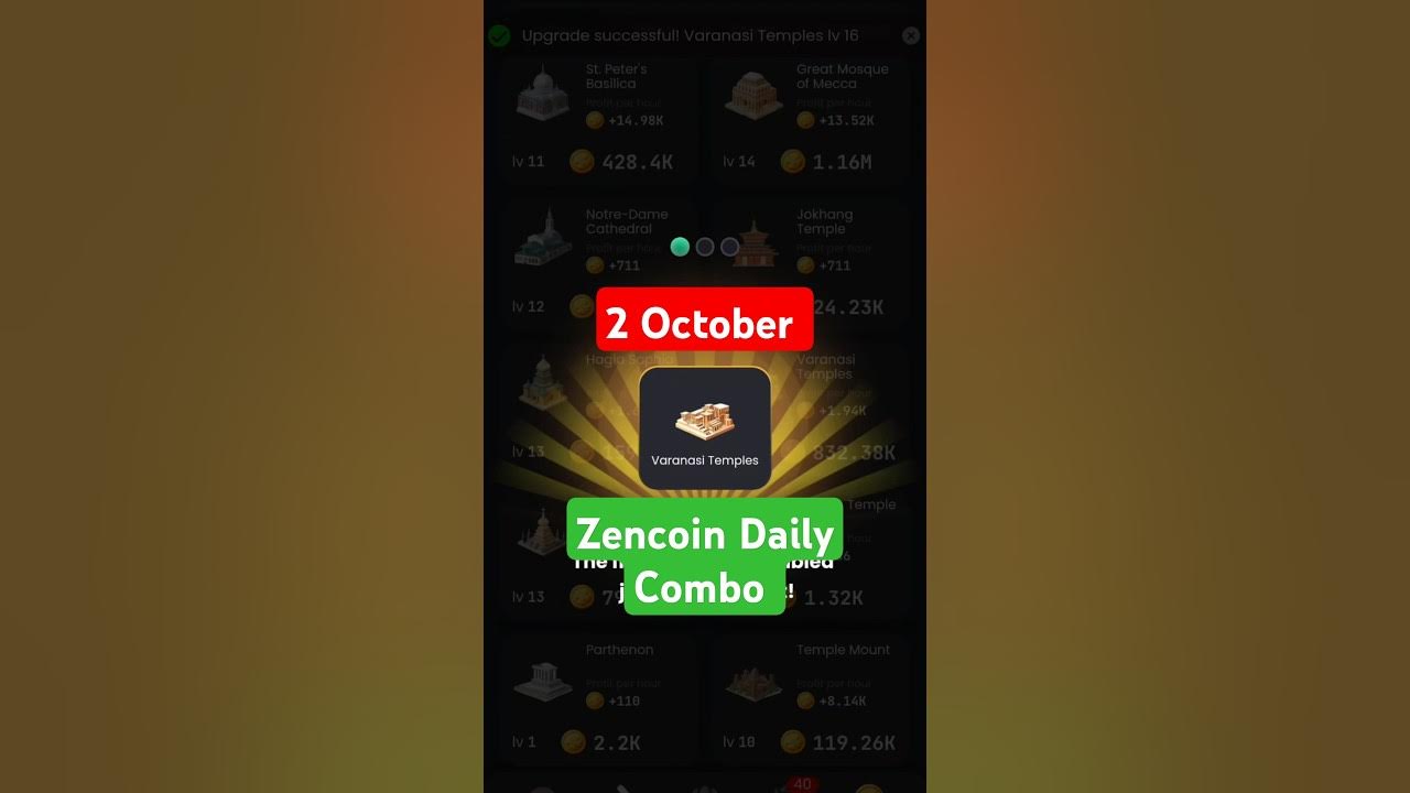 Zencoin daily combo 2 October | Today zencoin daily combo - YouTube