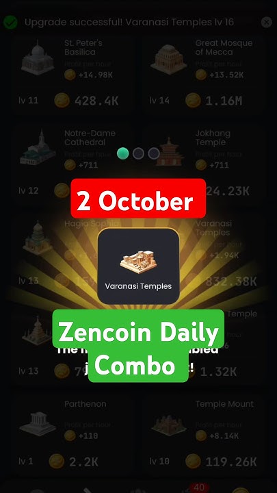Zencoin daily combo 2 October | Today zencoin daily combo - YouTube