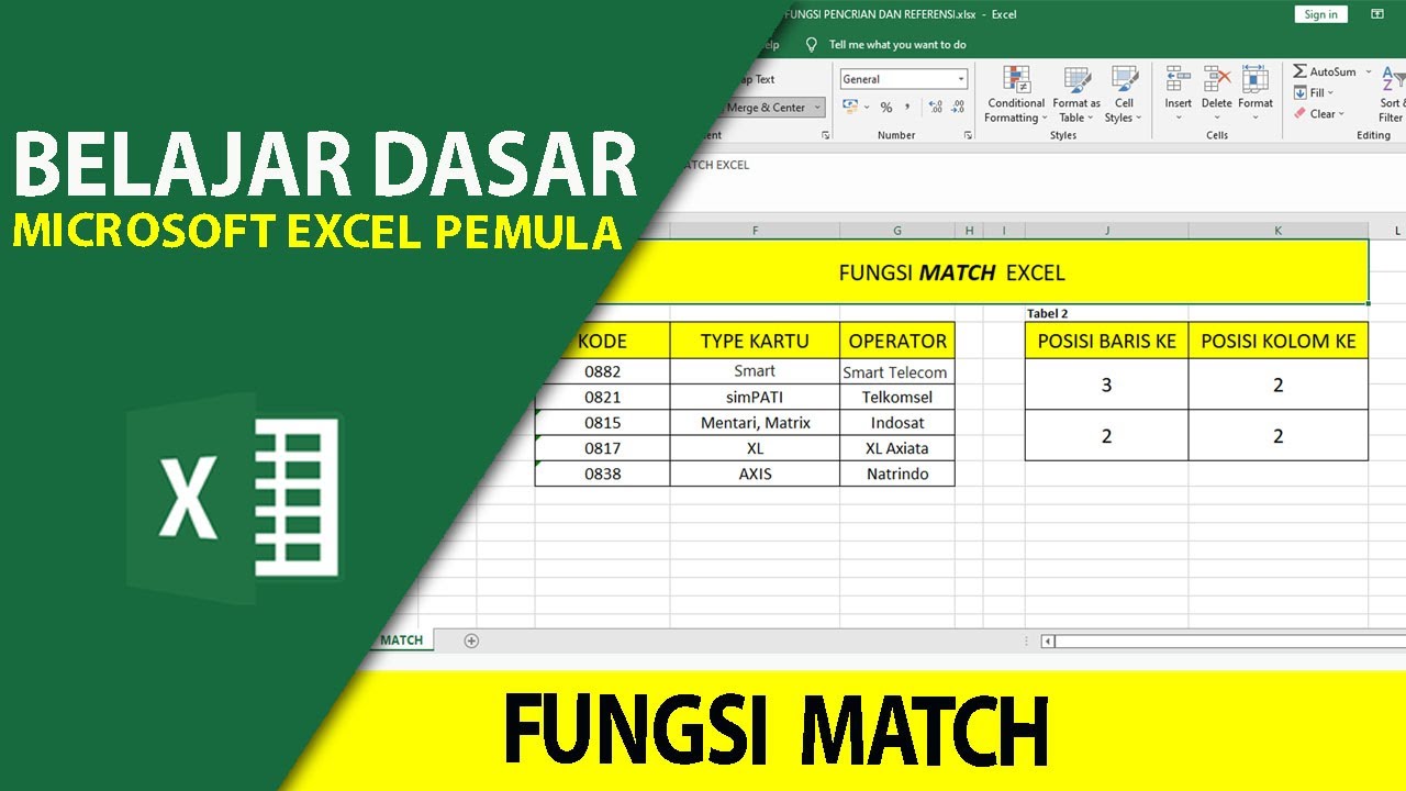 Fungsi MATCH Excel: Cara Menemukan Posisi Data | Belajar Rumus Excel ...