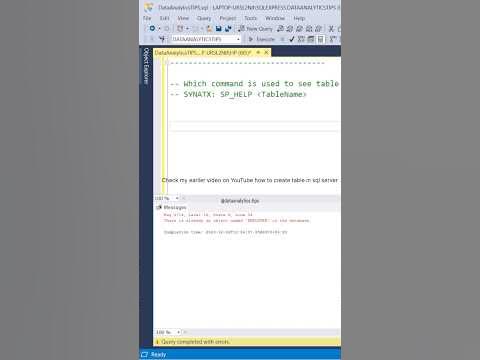 Command to see stucture of a table in sql server #sql #sqlser#sqlservertutorial #dataanalytics ...