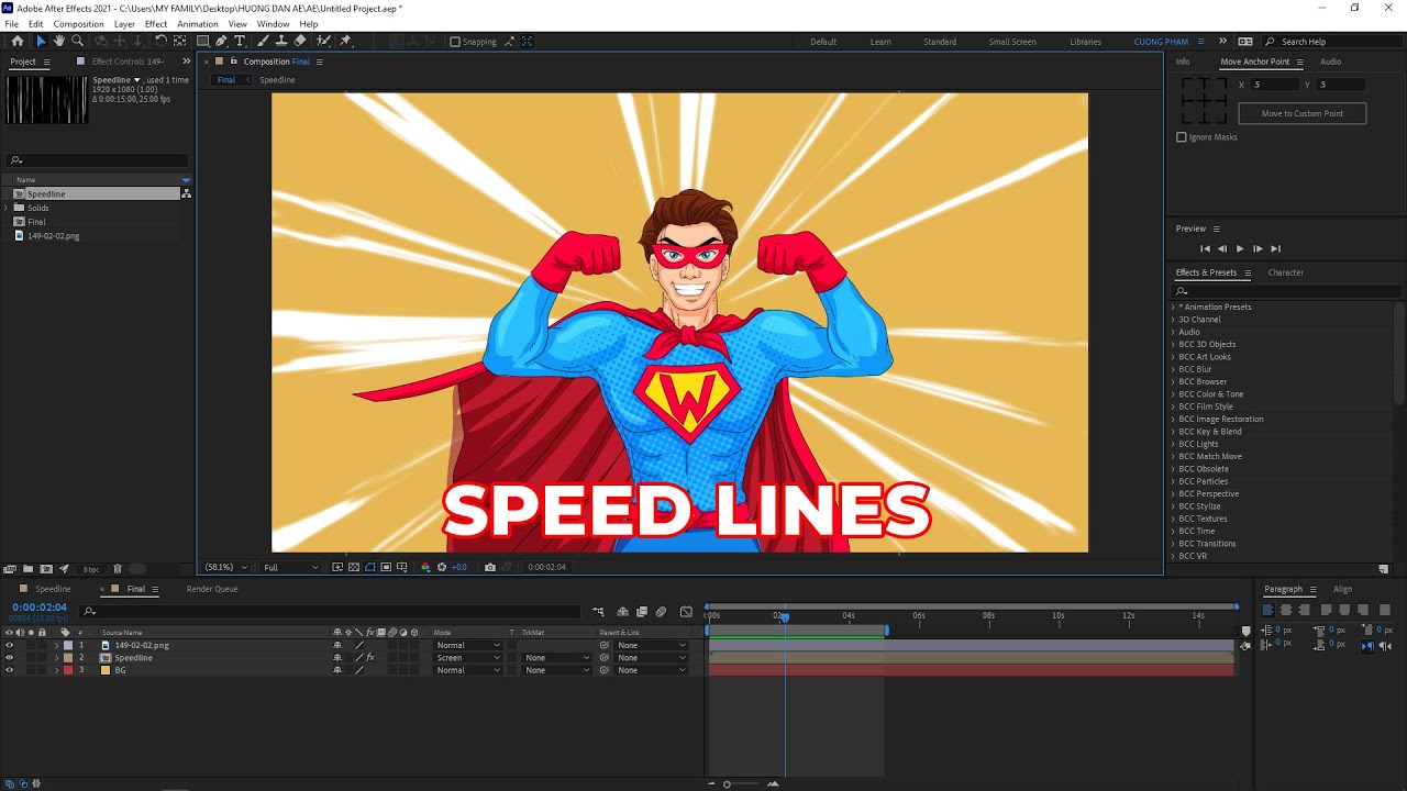 [After Effects] Lesson 07: Speed Lines Afer Effects Tutorial - YouTube