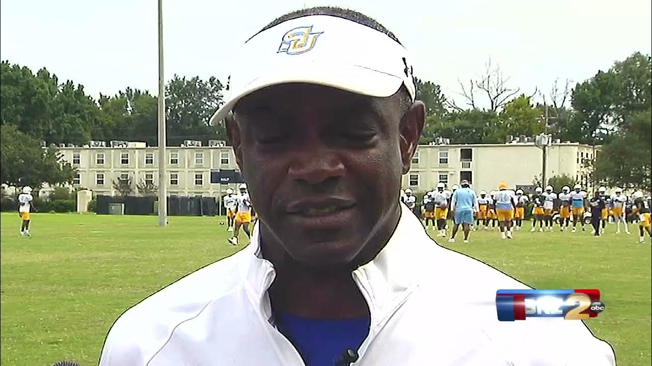 Southern football head coach Eric Dooley breaks downs the teams quarterback battle - YouTube
