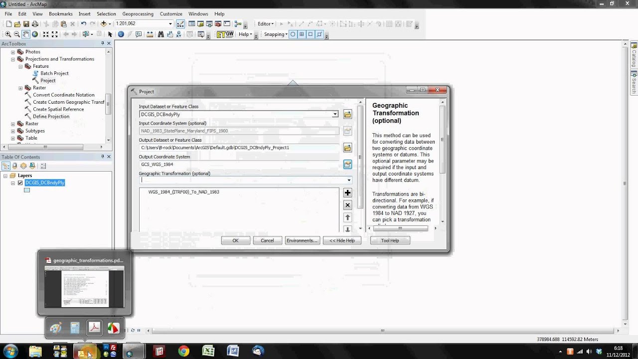 ArcGIS geographic transformations - YouTube