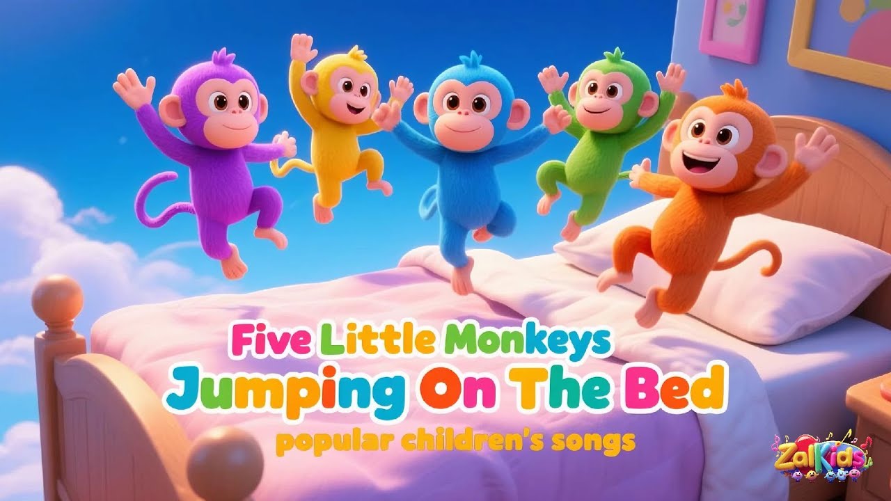 Five Little Monkeys Jumping On The Bed + More Nursery Rhyme & Kids ...