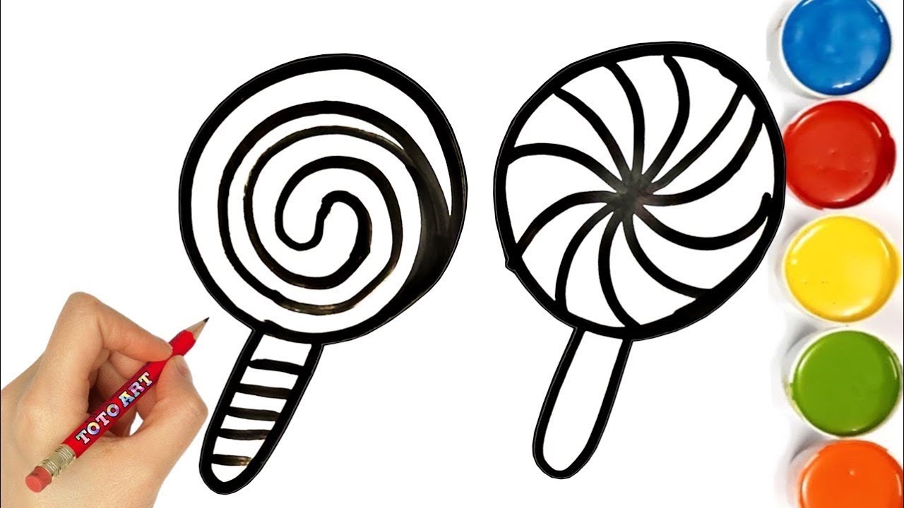 How to draw Yummy LolliPop -Colouring for Kids & Toddlers |Draw, Paint ...