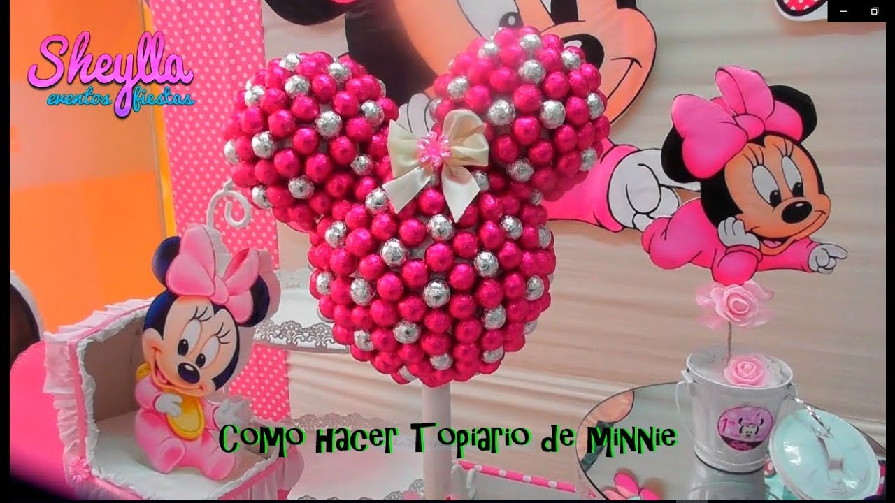 Paso a paso CABEZA DE MINNIE CON BOLITAS DE CHOCOLATE, Topiario de ...