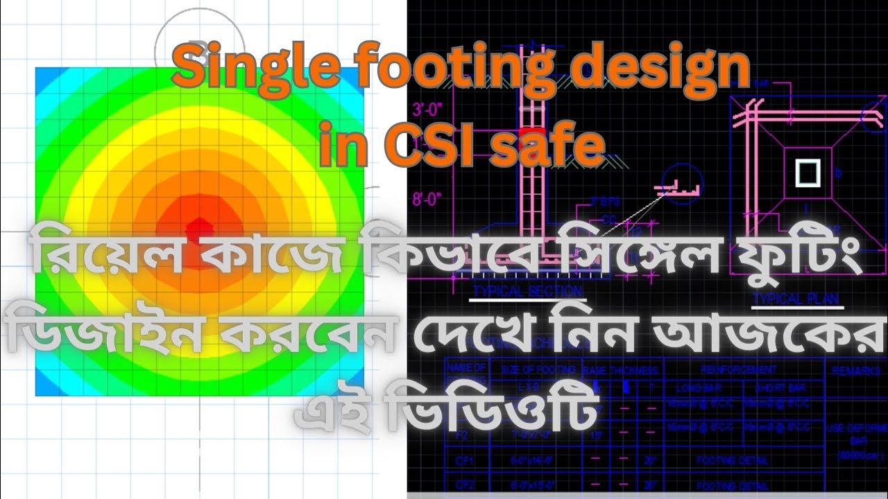 Single footing design in CSI safe - YouTube