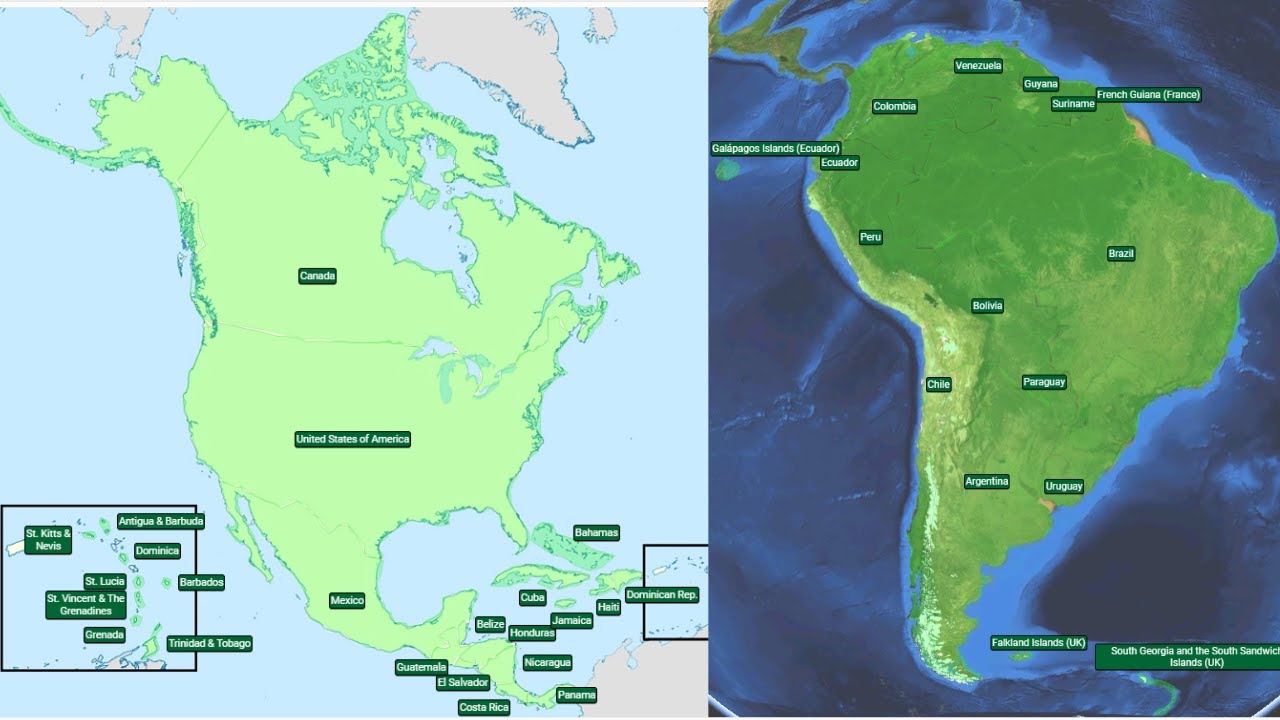 Finding the Countries of North and South America without Borders. - YouTube