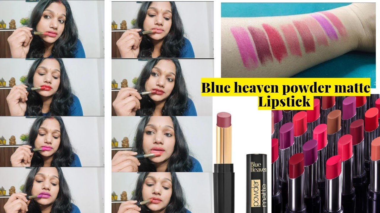 Blue heaven powder matte Lipstick Lip swatches & hand swatches 8 Shades ...