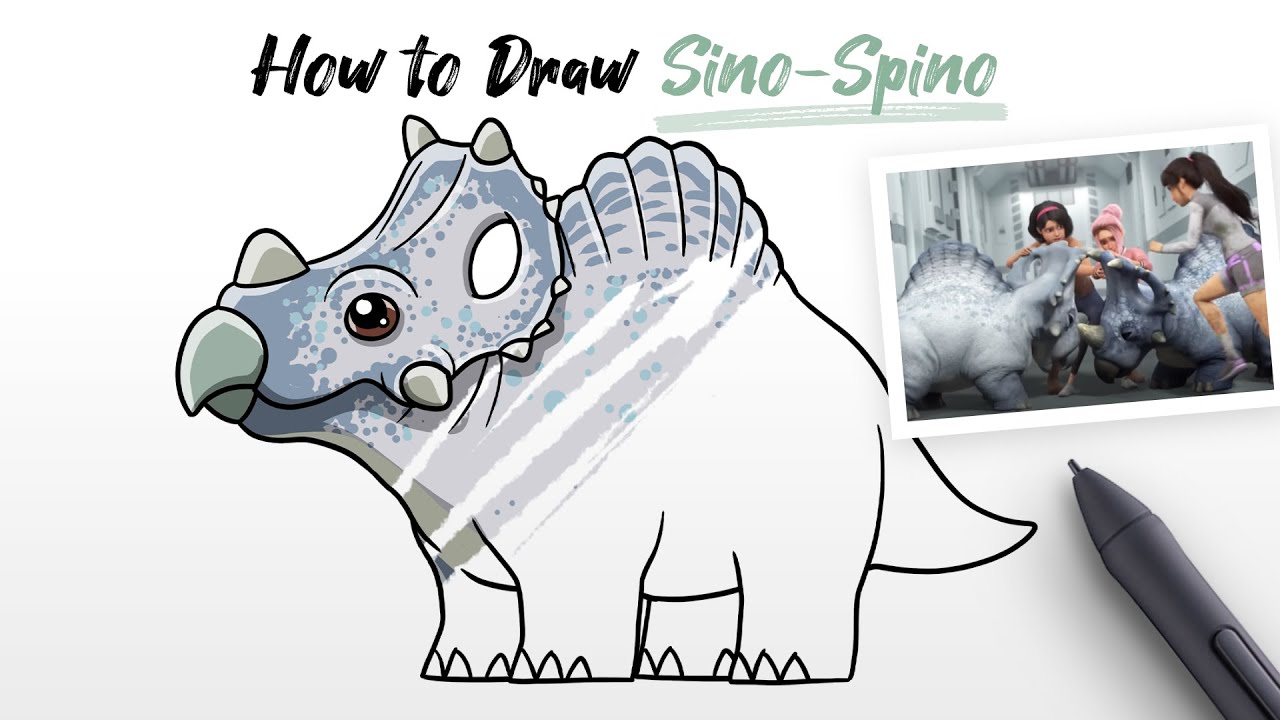 How to Draw Sino-Spino Spinoceratops Sinoceratops Spinosaurus from ...