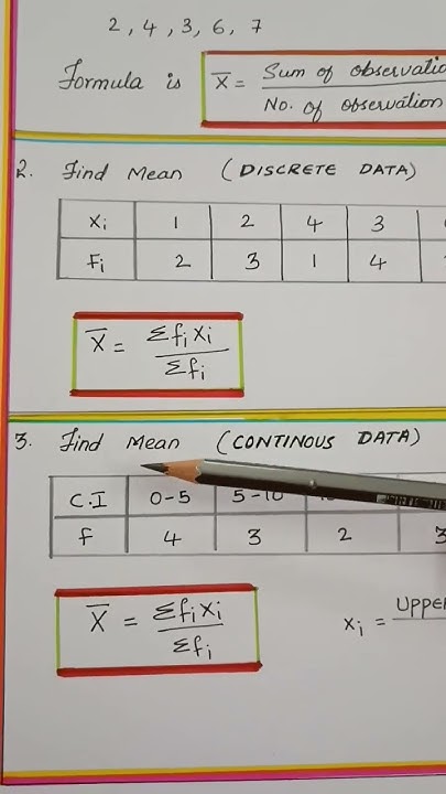 Types of mean questions | How to find mean | discrete data | continuous data |ungrouped #shorts ...