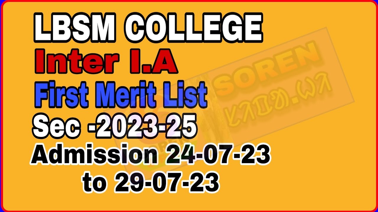 First Merit List/lbsm college jamshedpur//Inter I.A Merit//I.A Merit ...