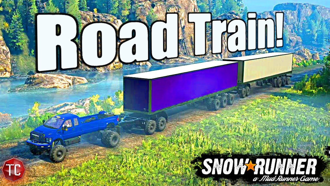 SnowRunner: GIANT ROAD TRAIN!! (16 CARGO UNITS!) - YouTube