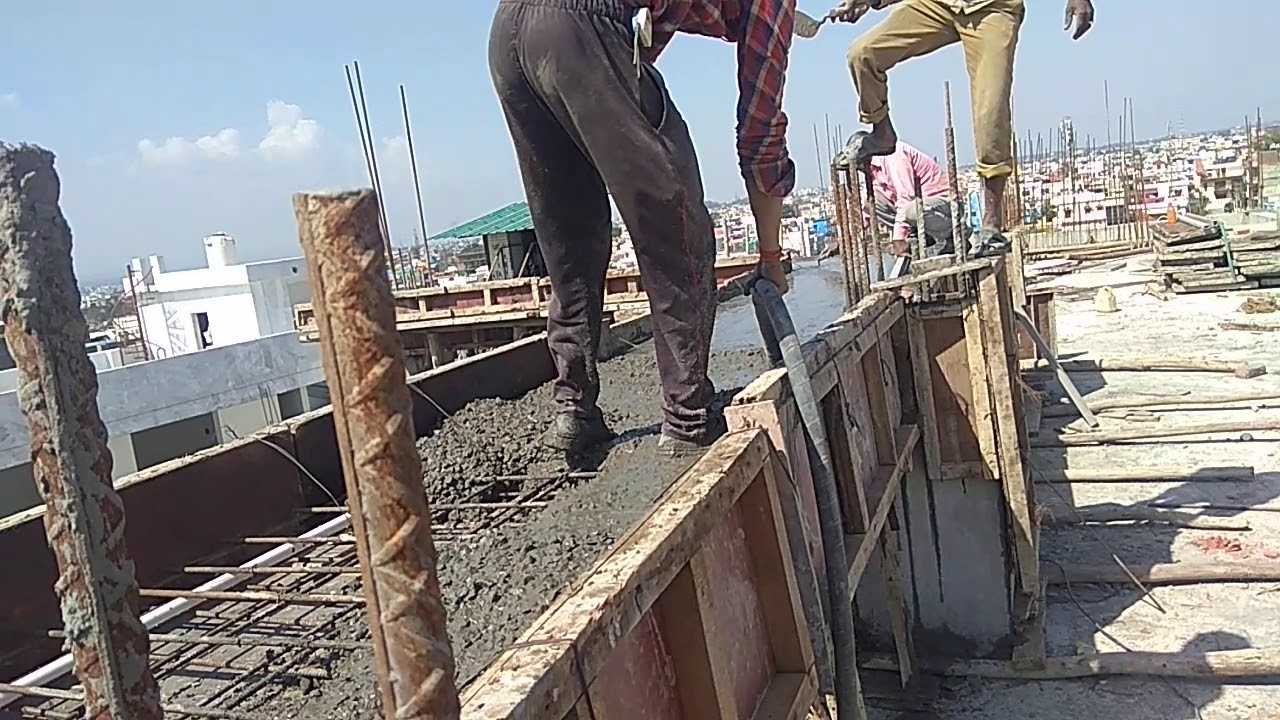 Casting of slab chajja longer span - YouTube
