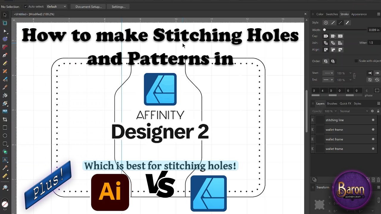How to make stitching holes and patterns in Affinity Designer 2 ...