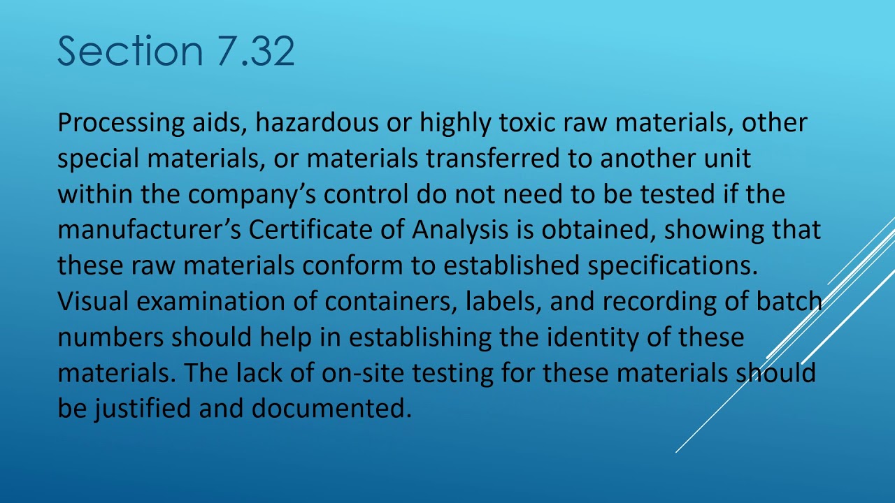 ICH Q7 MATERIALS MANAGEMENT Section 7 30 - 7 32 - YouTube
