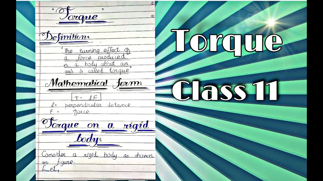 BEST WAY TO WRITE TORQUE FOR CLASS 11 | SAWAL O JAWAB STIDIO - YouTube
