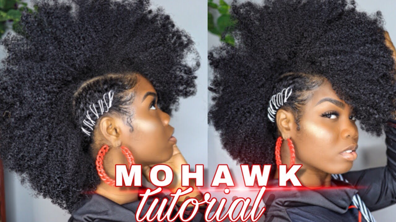 mohawk hairstyle for natural hair | styling old wash and go - YouTube