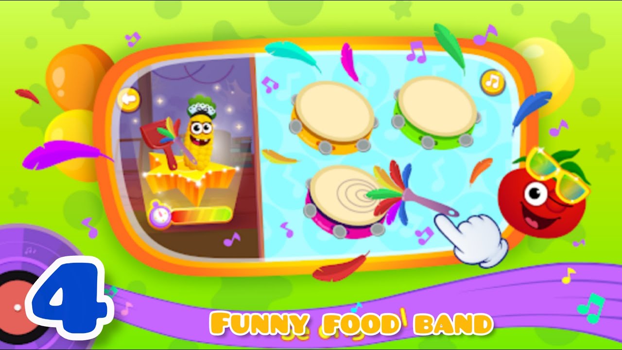 Funny food! Baby music games for kids! Lesson 4 - YouTube