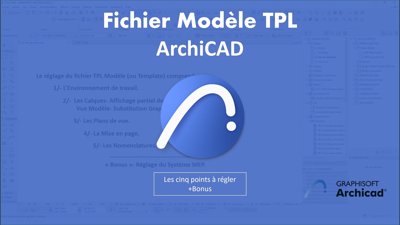 Présentation du Fichier TPL Modèle ou Template - 0/5 - #ArchiCAD - YouTube