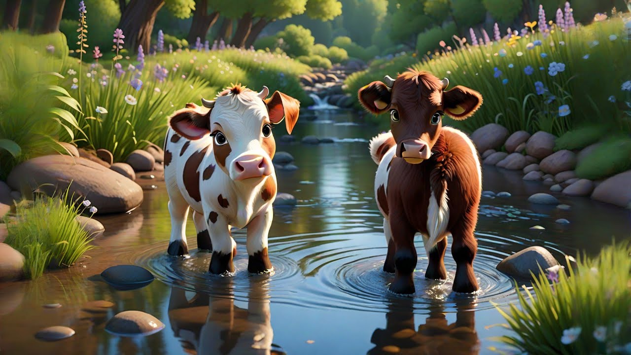 Two Baby Cows Moo Moo Moo | Animal Sound Song for Kids | Nursery Rhymes ...