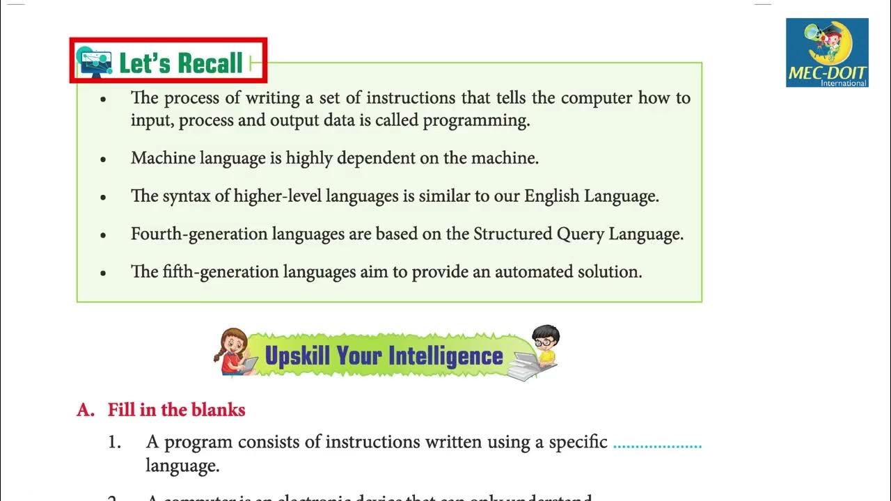 Mec-Doit Computer Class 6 Chapter - 1 Computer Language - YouTube