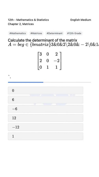 12th Math Matrices Determinant Calculation - YouTube