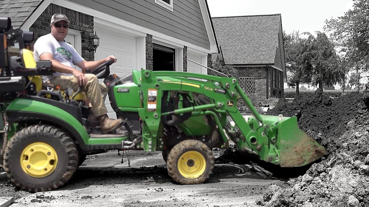 How To Drain With NO Slope! John Deere 1025R Tractor, Ventrac Power ...