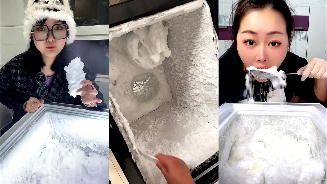 ASMR WHITE ICE EATING / FREEZER FROST EATING. ICE EATING 3 - YouTube