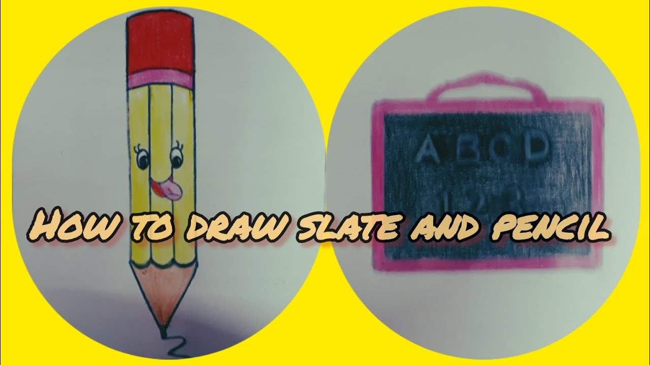 Easy Drawing with Pencil | How to draw Slate and pencil step by step ...