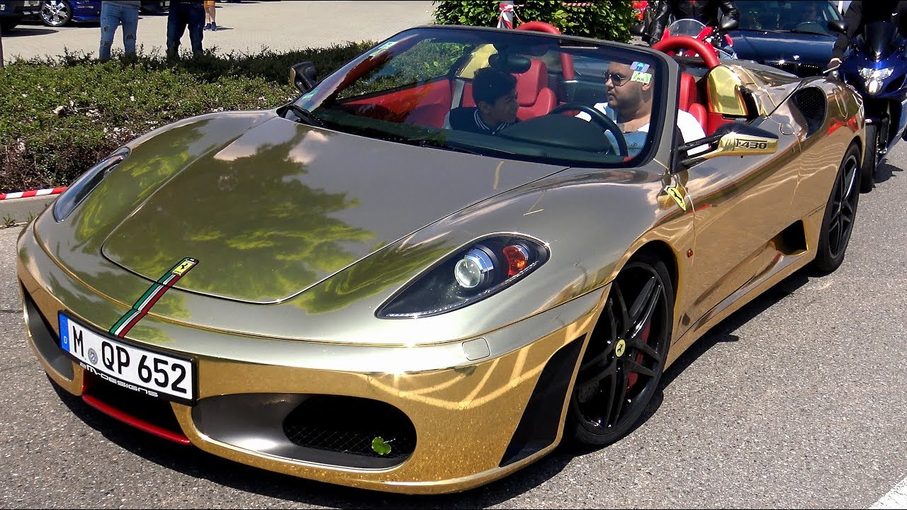 Chrome gold Ferrari F430 Spider | Revs and acceleration | Saisonopening ...