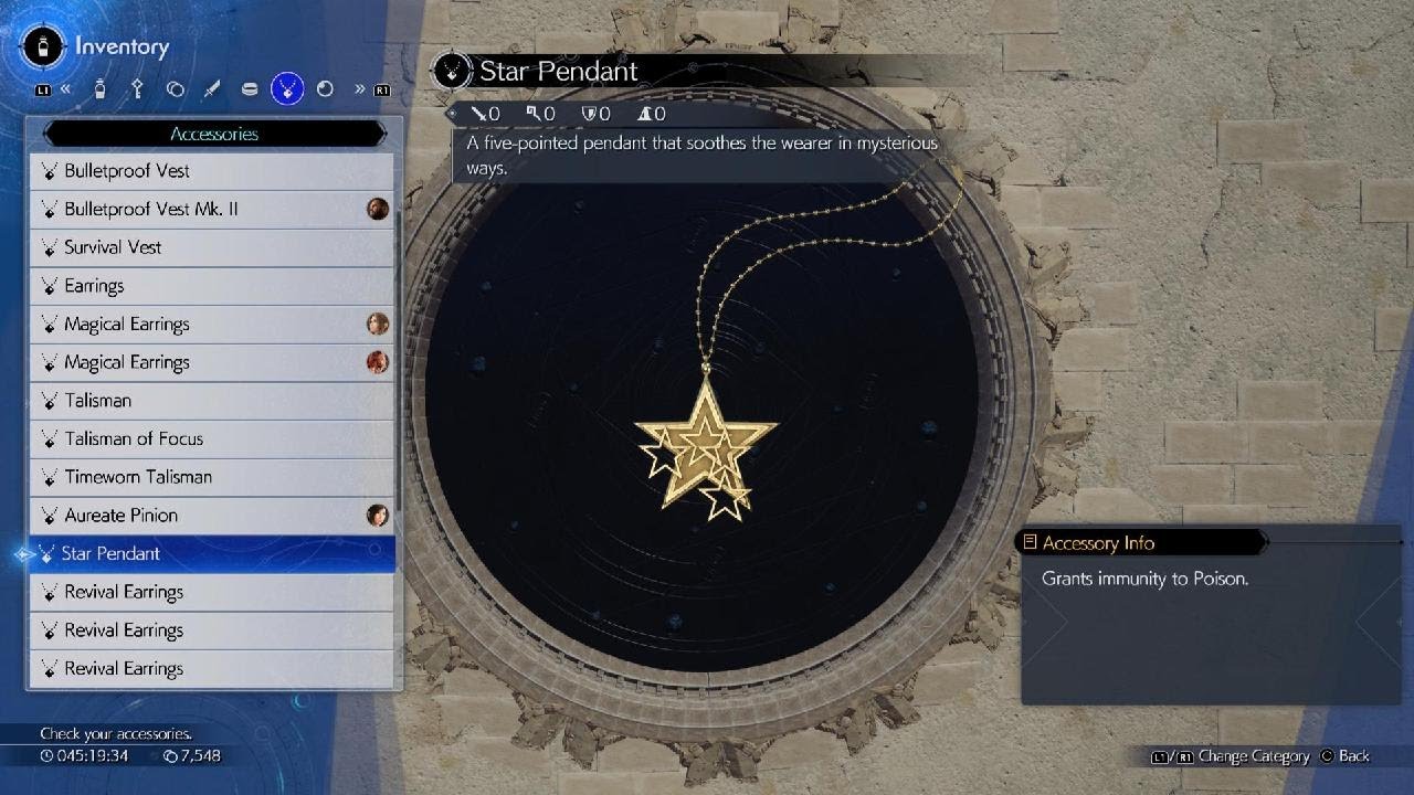 FINAL FANTASY VII REBIRTH star pendant accessory location - YouTube