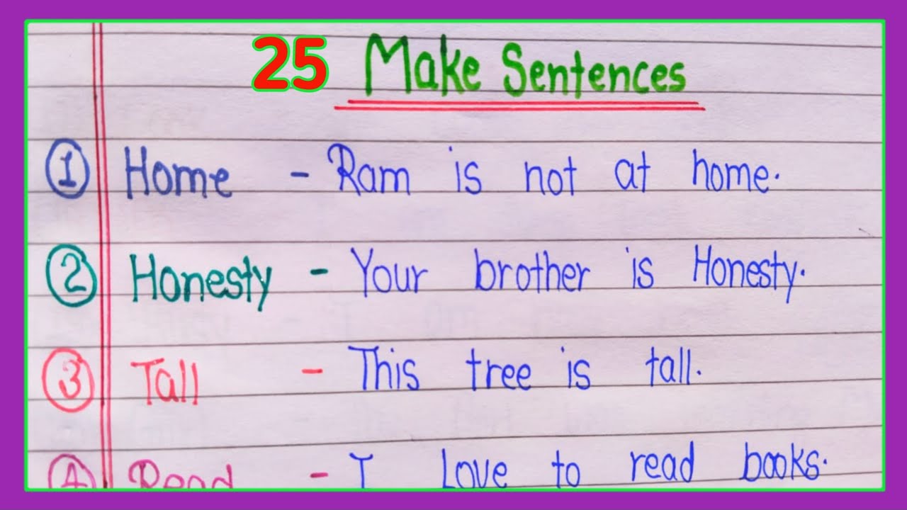 Make sentences in English From 25 words || How to make sentences ...