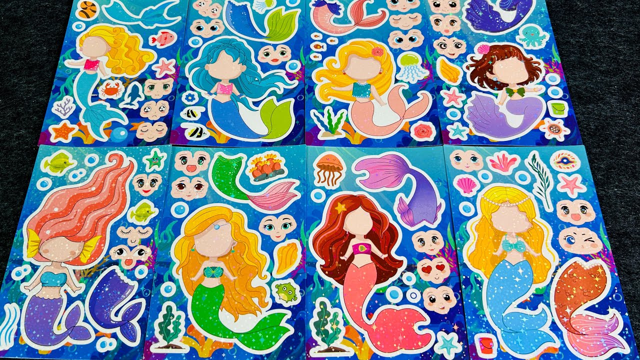 ASMR Satisfying Mermaid Ariel & Friends Sticker Decoration | Relaxing ...