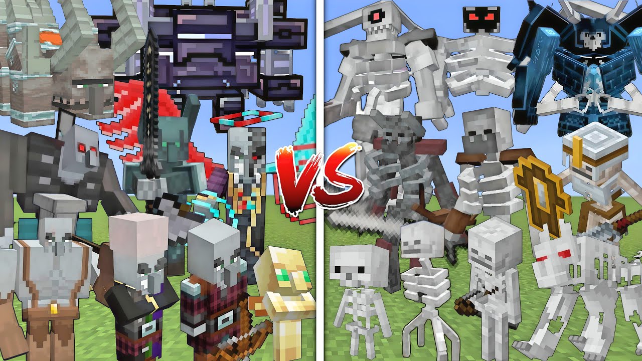 ALL MUTANT PILLAGERS VS ALL MUTANT SKELETONS ALLIANCE MOBS BATTLE IN ...