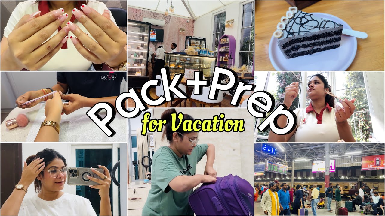 VLOG: Pack & Prep With Me For Vacation☀️🐚New nails,Lashes more💅#vlog ...
