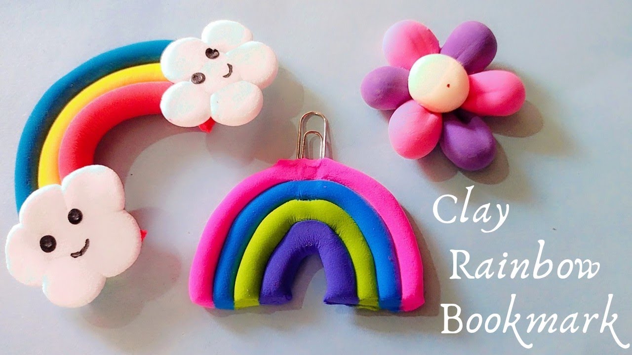 super clay rainbow bookmark/ clay craft ideas/ diy school craft - YouTube