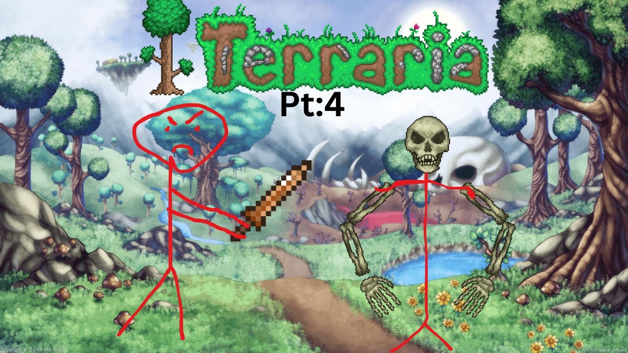 Fighting skeletron the spooky skeleton!!!!?!!!!(Terraria)Pt:4 - YouTube