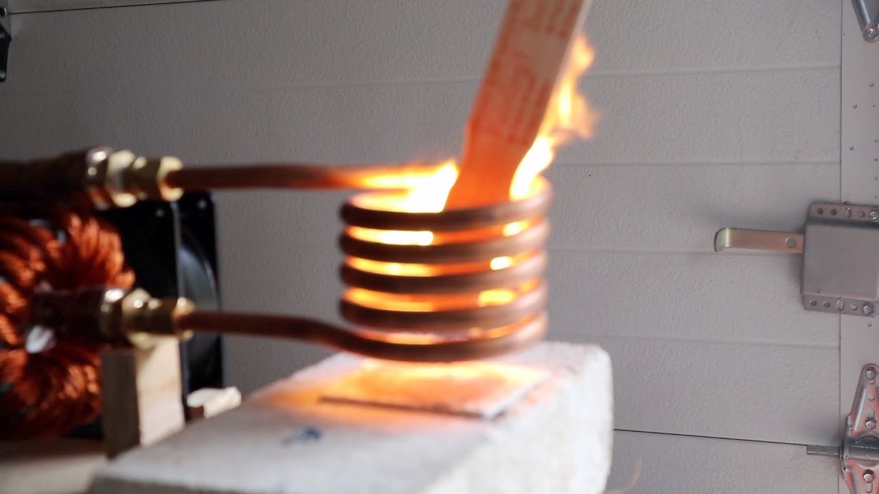 induction heater used to burn wood - YouTube