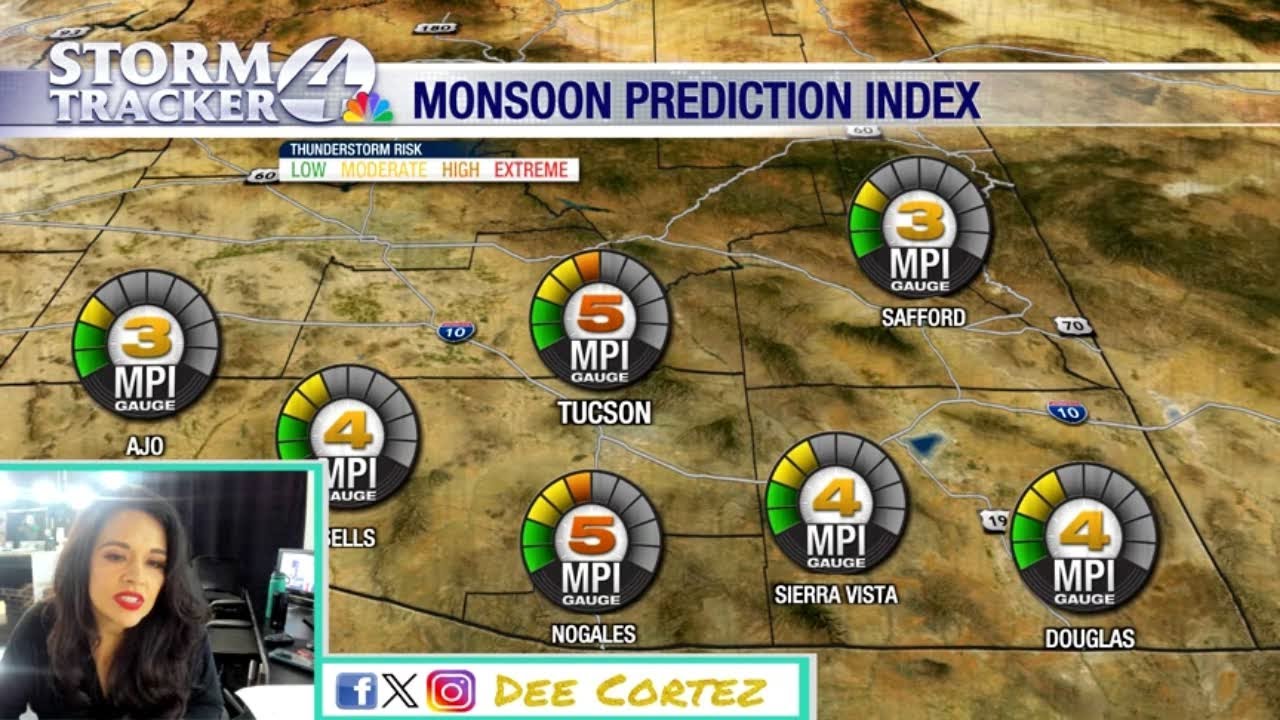 Monsoon activity continues into the weekend and warmer temperatures ...