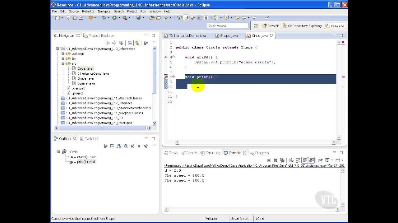 Advanced Java tutorial - Inheritance - YouTube