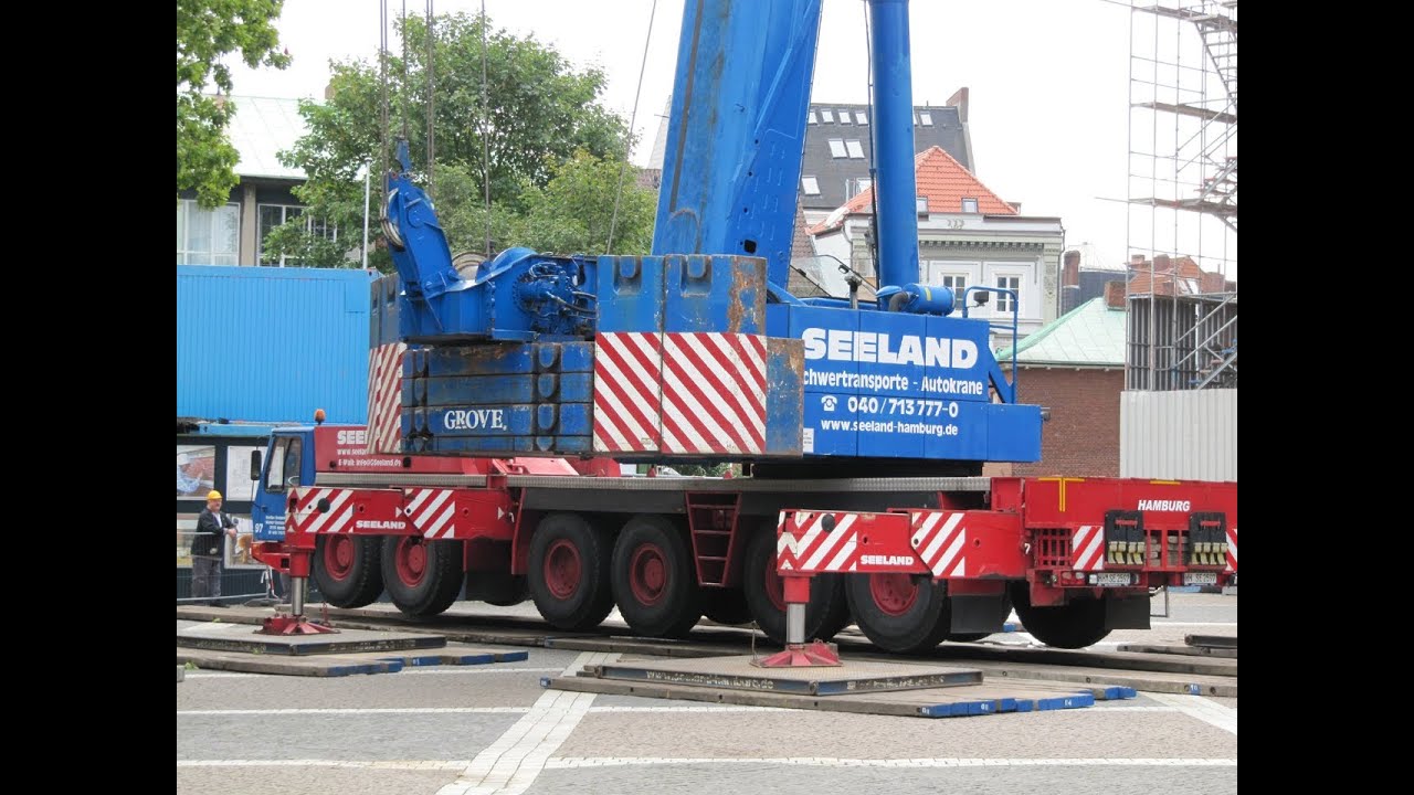 GROVE Kran / crane GMK6300 von Seeland am Michel - YouTube
