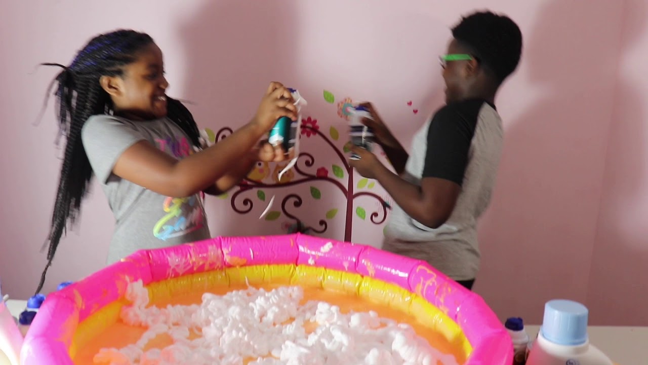 Super Fluffy Pool full of DIY slime- Brother & Sister Slime - YouTube