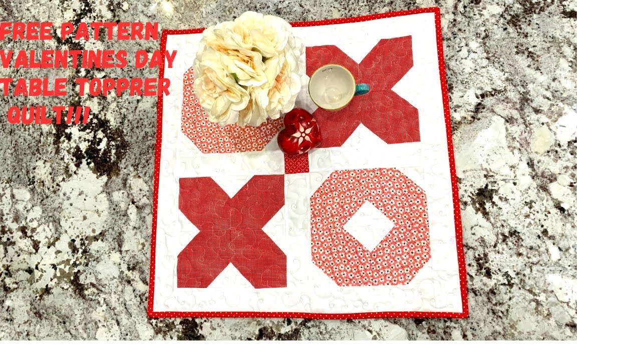 Free Quilt Pattern Valentine's Day Table Topper #freepattern #quilt # ...