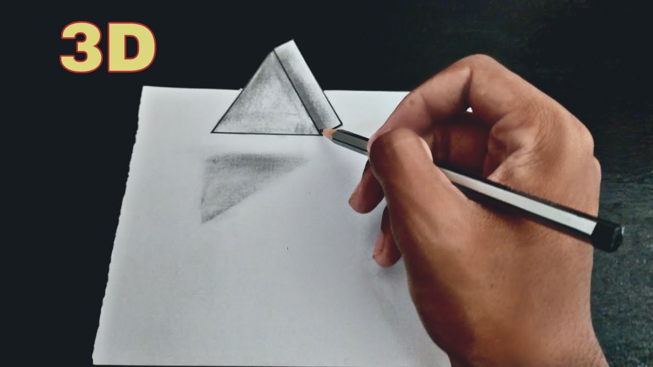 How to draw 3d Triangle shapes | 3d Triangle | 3d drawing kaise banaye ...